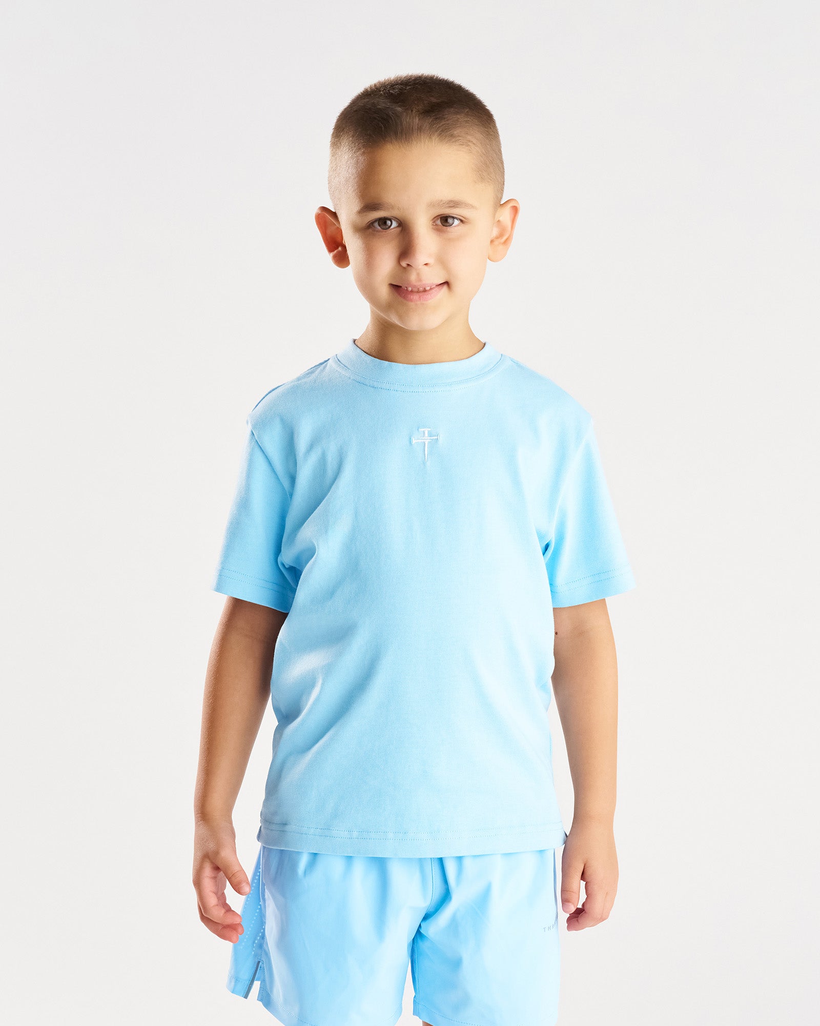 Youth Heavyweight Cotton Oversized Tee "FHG" - Sky Blue