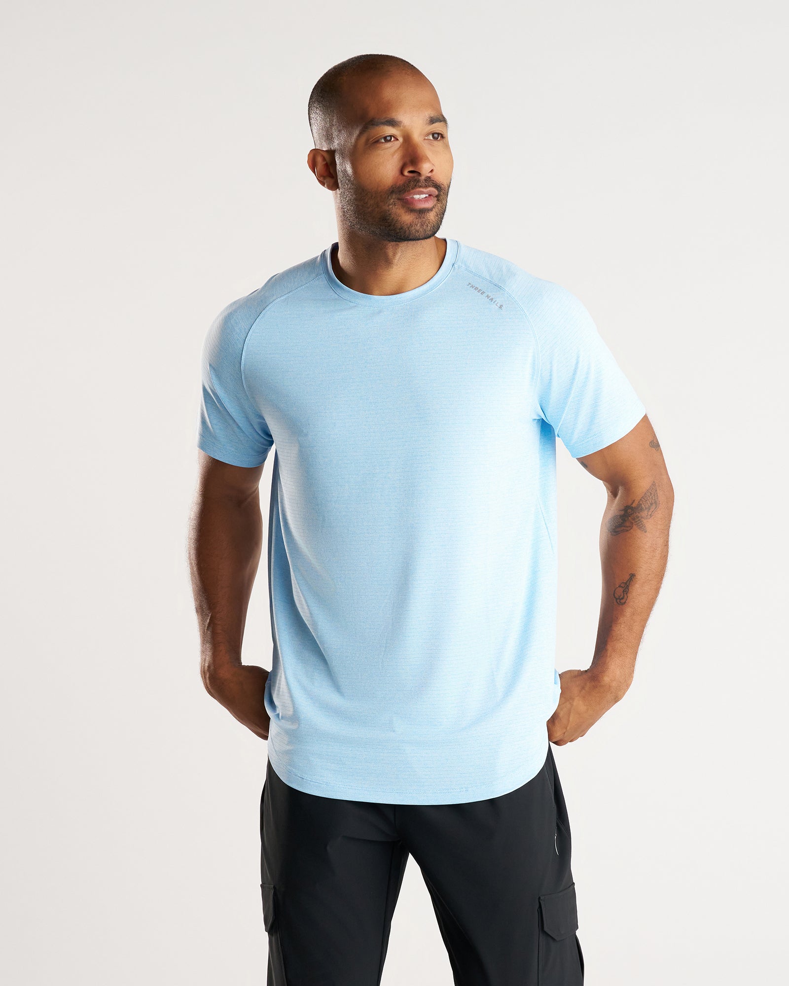 Aion-Lite™ Tee "Three Nails" - Sky Blue Marl